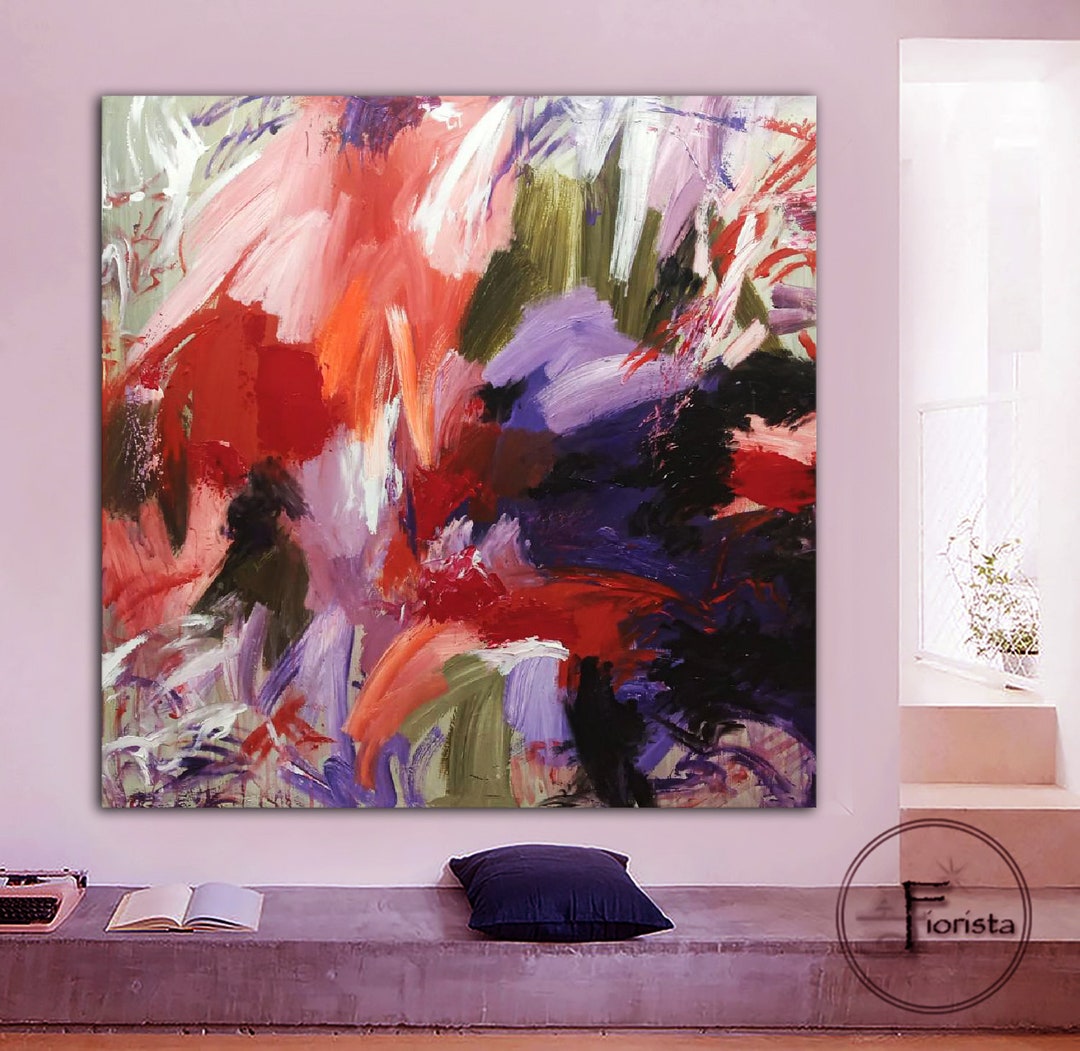 Large Abstract Colorful Canvas Paintings Acrylic Painting Modern Bright ...