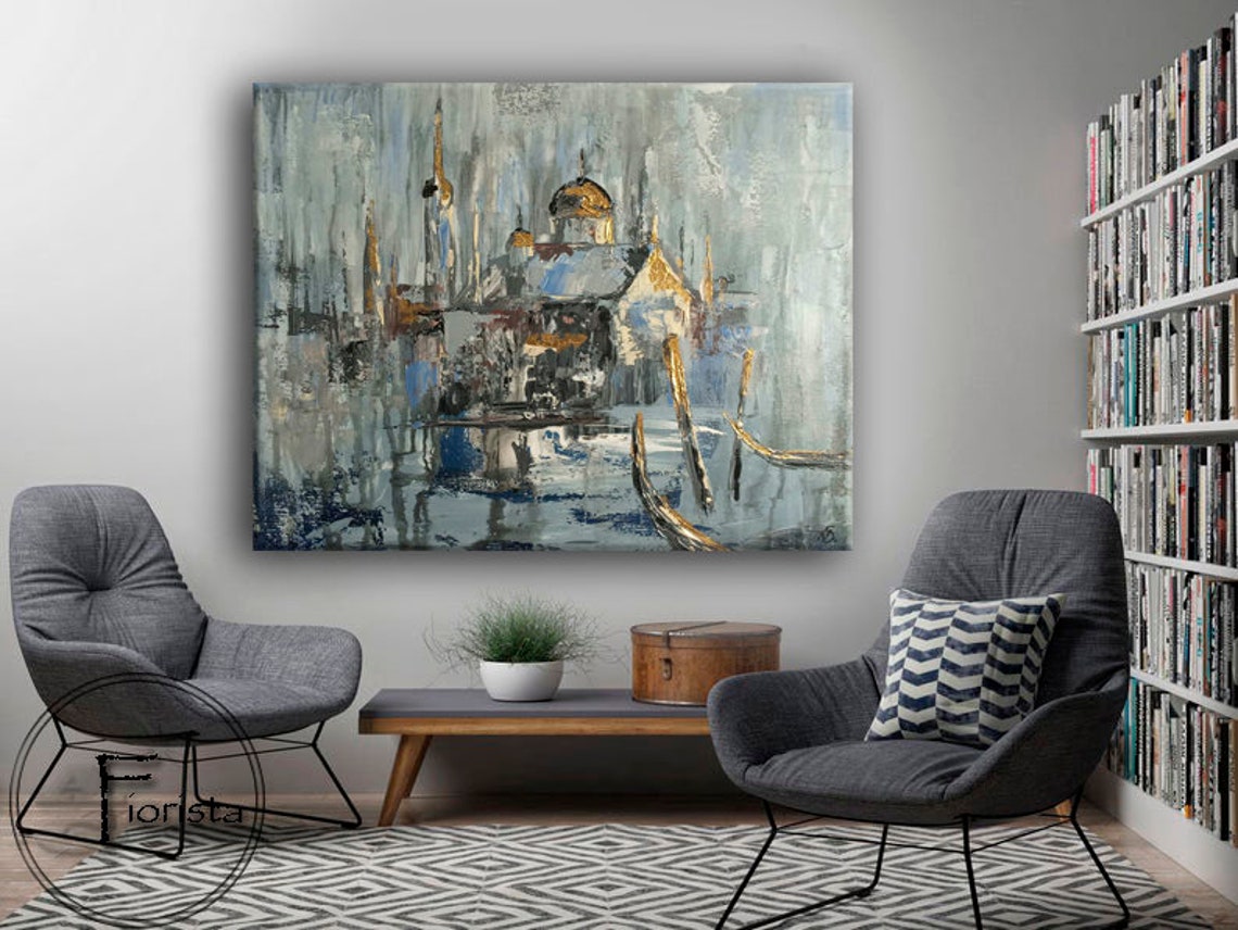 Venice Abstract City Landscape Textured Oil Painting Modern Abstract ...