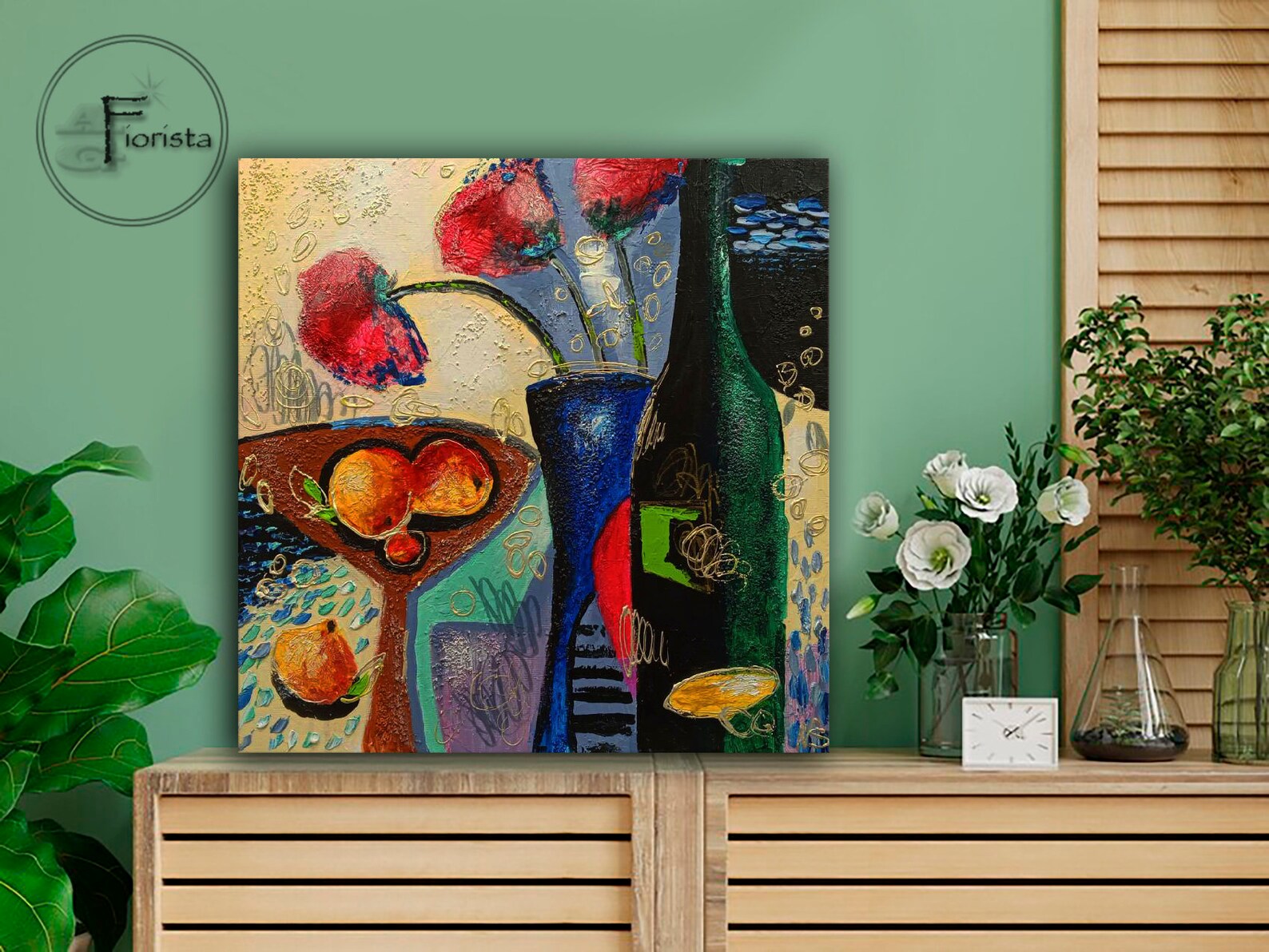 Still Life Abstract Painting,kitchen Wall Art, Kitchen Fruit Oil Paint ...