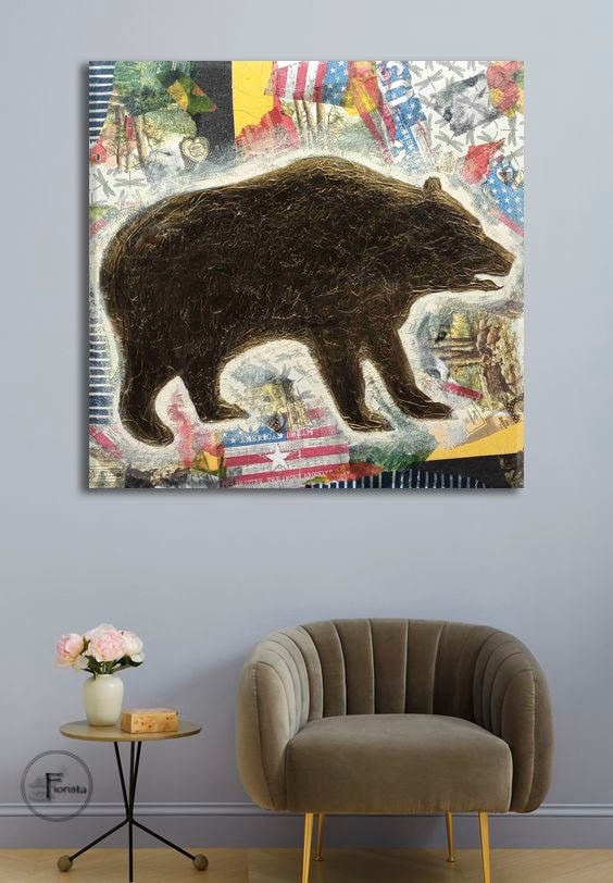 Abstract Bear Big Modern Painting American Bear Textured Painting ...
