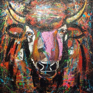 Оriginal Bison Art, Collage,abstract Bison Artwork Original Animals ...