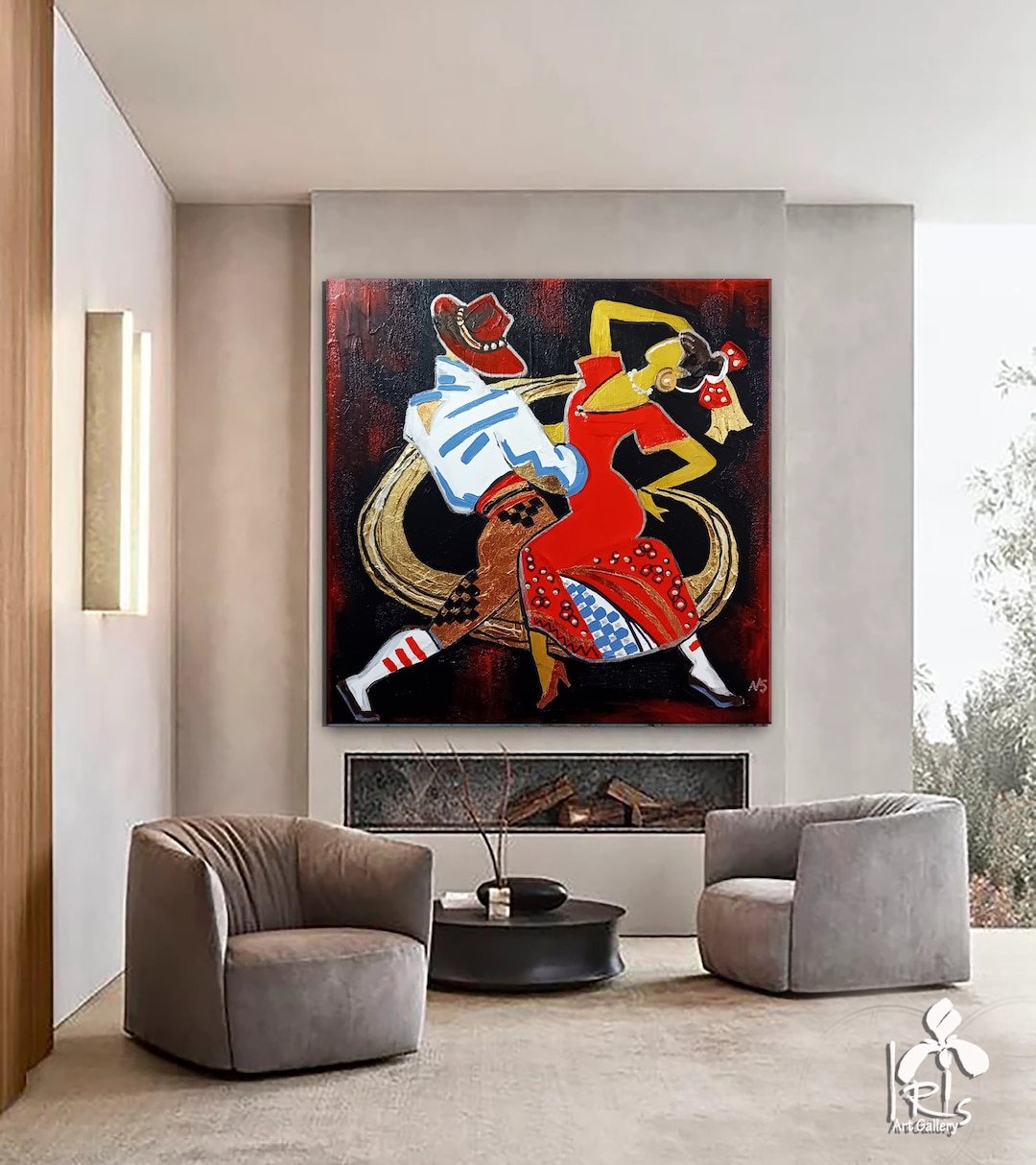 Abstract Dance Painting on Canvas, Original Dance Wall Art, Figurative ...