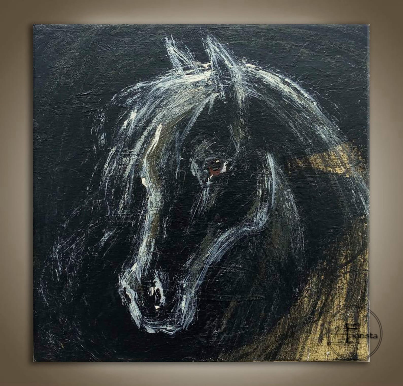 Black Horse Large Textured Original Abstract Oil Painting On Canvas black-horse-large-textured-original-abstract-oil-painting-on-canvas