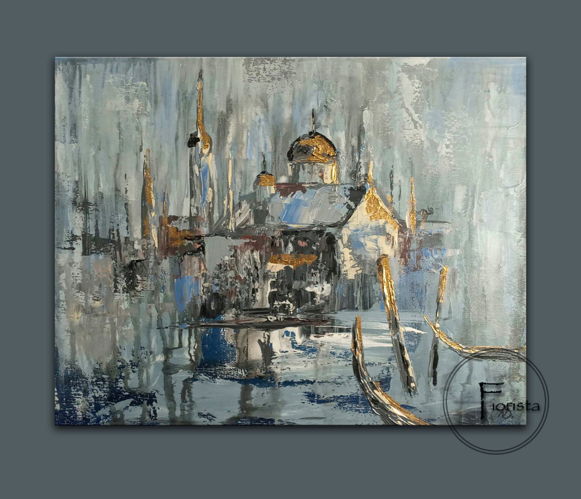 Venice Abstract City Landscape Textured Oil Painting Modern Abstract ...