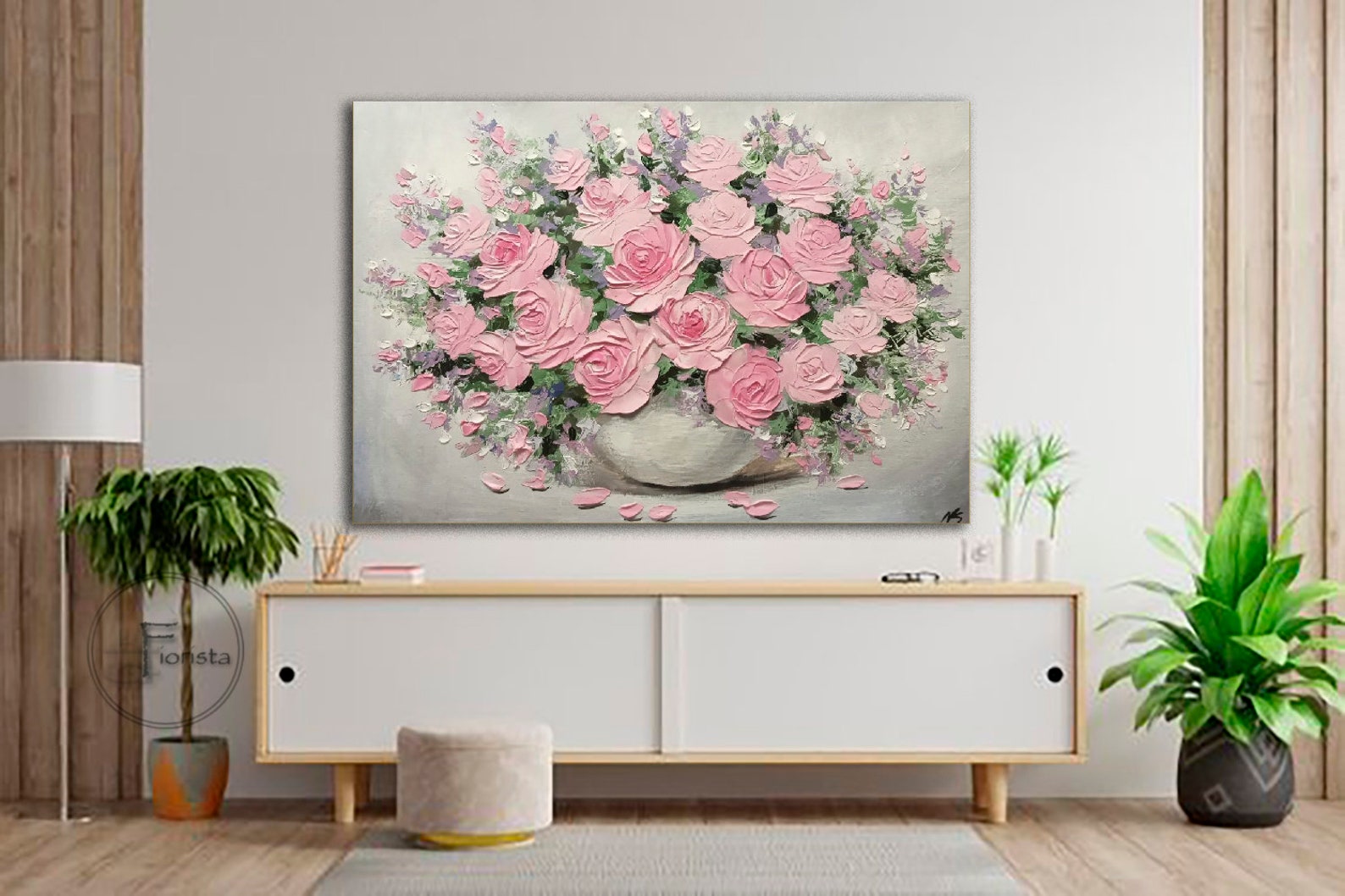 3D Textured Flowers Painting on Canvas Original Pink Rose - Etsy