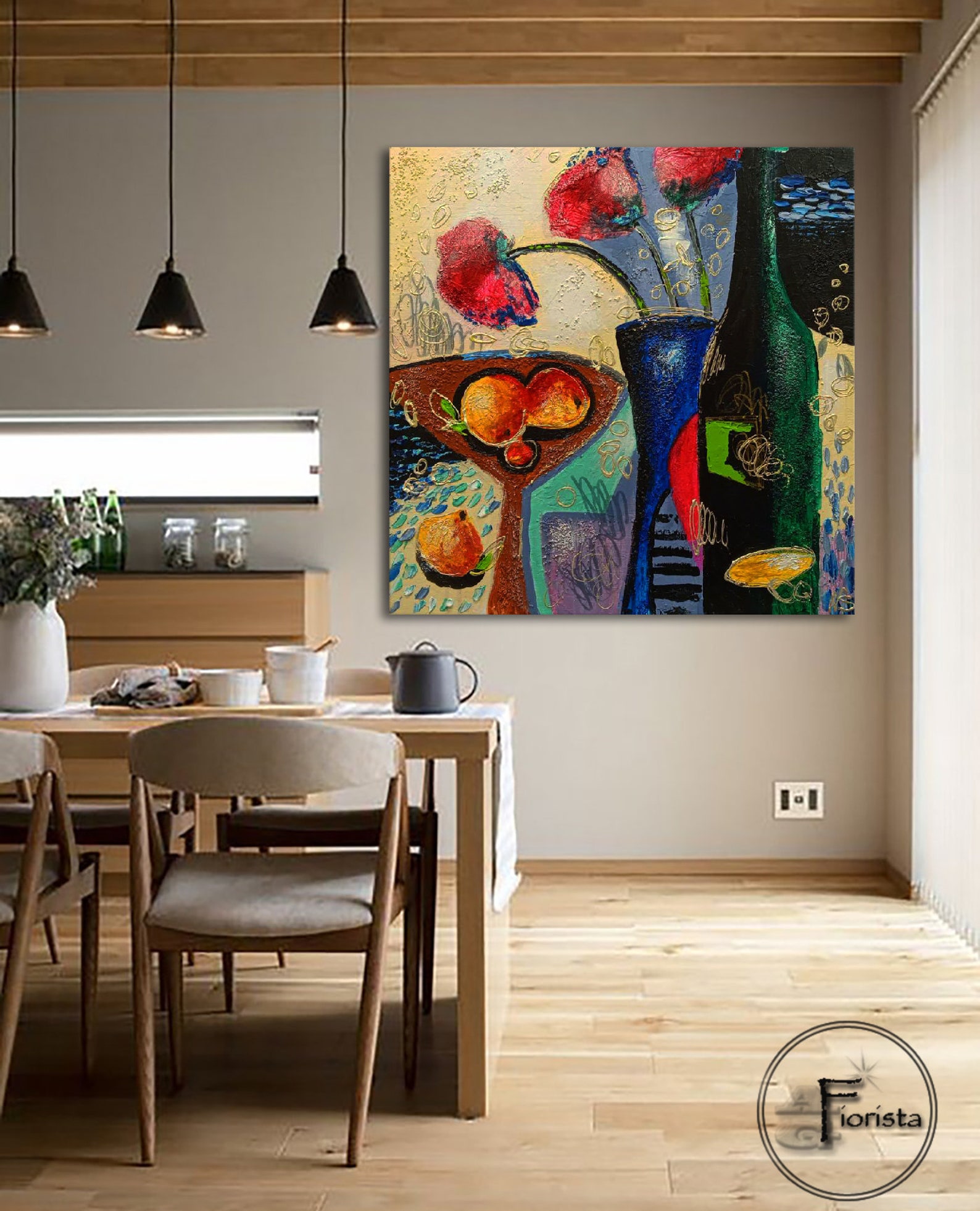 Still Life Abstract Painting,kitchen Wall Art, Kitchen Fruit Oil Paint ...