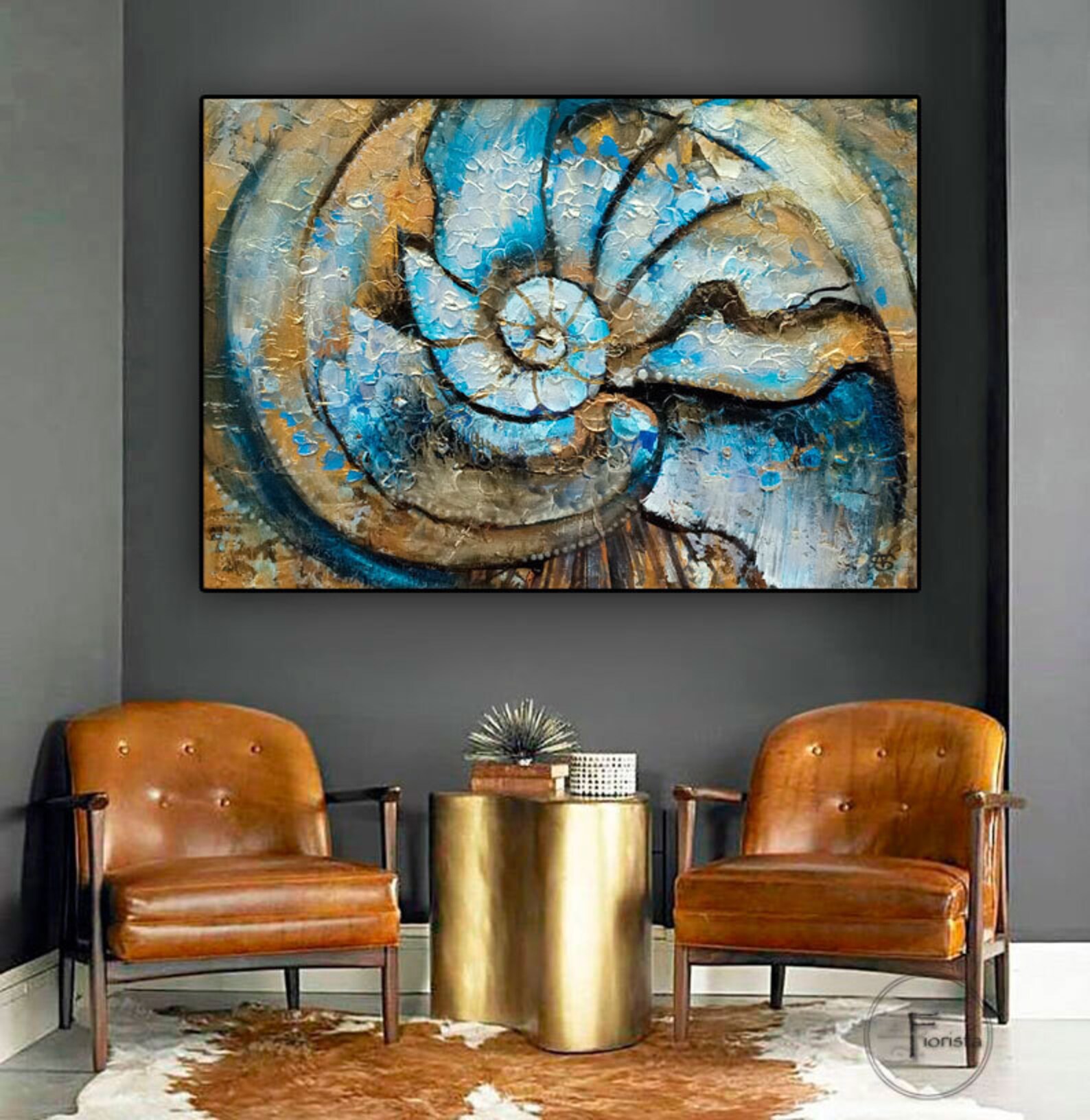 Gold Shell Texture Wall Painting Oversized Oil Painting Abstract ...