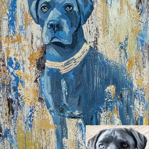 Your Pet Portrait Original Abstract Canvas Painting Wall Art Cane Corso ...