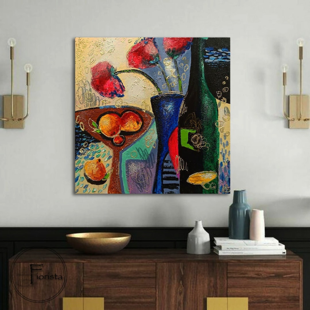 Still Life Abstract Painting,kitchen Wall Art, Kitchen Fruit Oil Paint ...