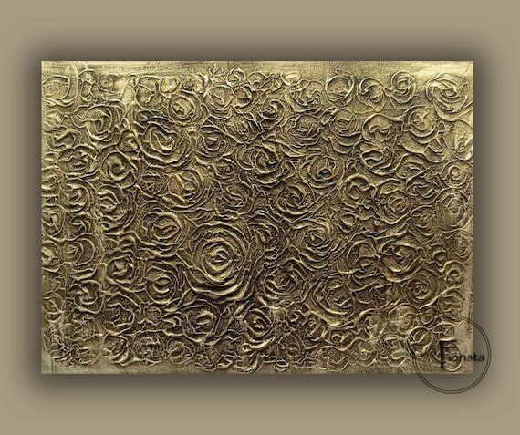 Gold Roses Abstract Textured Art 3d Mother of Pearl Gold - Etsy