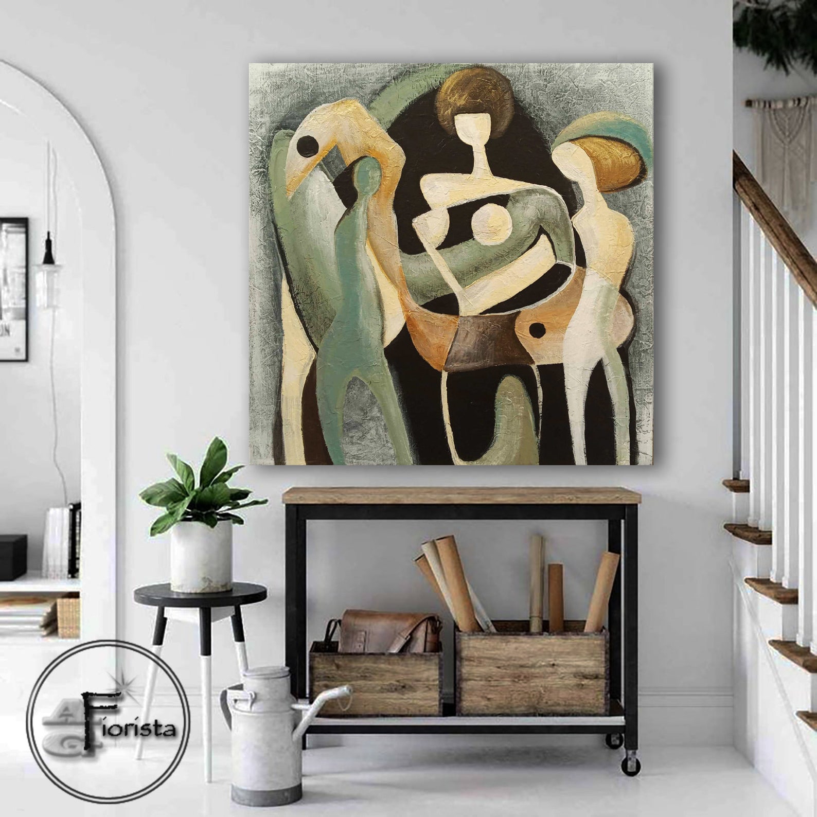 Abstract Human Painting Wall Art Abstract Shapes Modern | Etsy