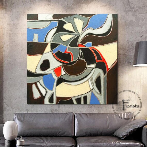 Abstract Painting African Art Blue Wall Art Red Color Painting | Etsy