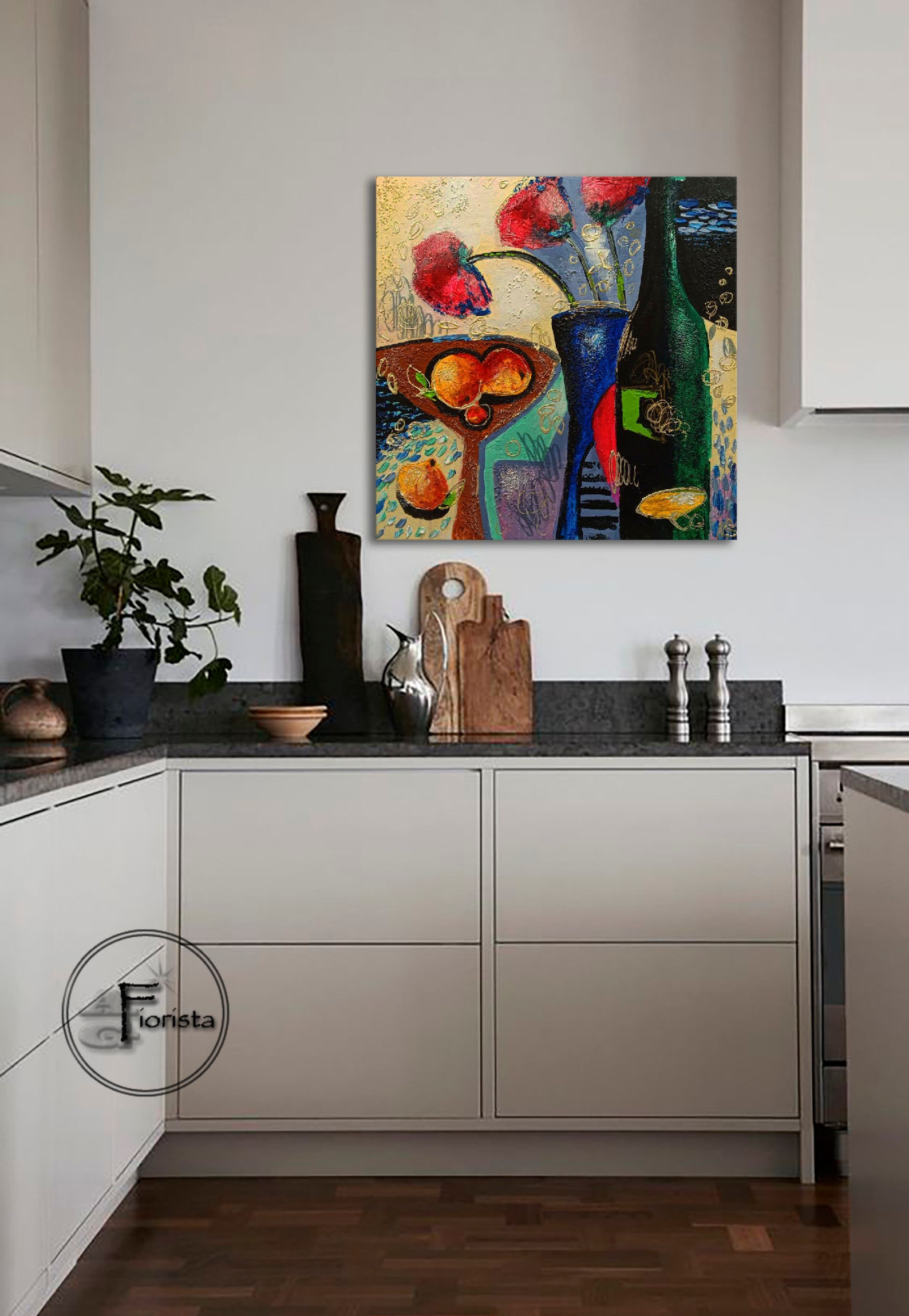 Still Life Abstract Painting,kitchen Wall Art, Kitchen Fruit Oil Paint ...