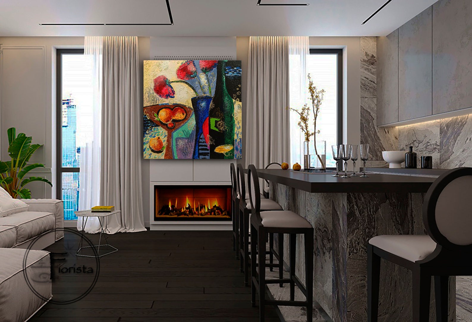 Still Life Abstract Painting,kitchen Wall Art, Kitchen Fruit Oil Paint ...