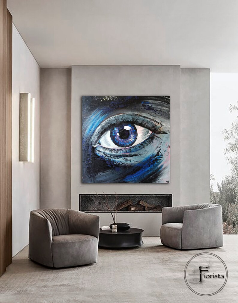 Eye Wall Art, Eye Oil Painting on Canvas, Large Wall Art, Lovers Eye ...