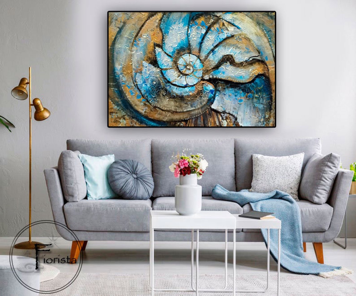 Gold Shell Texture Wall Painting Oversized Oil Painting Abstract ...