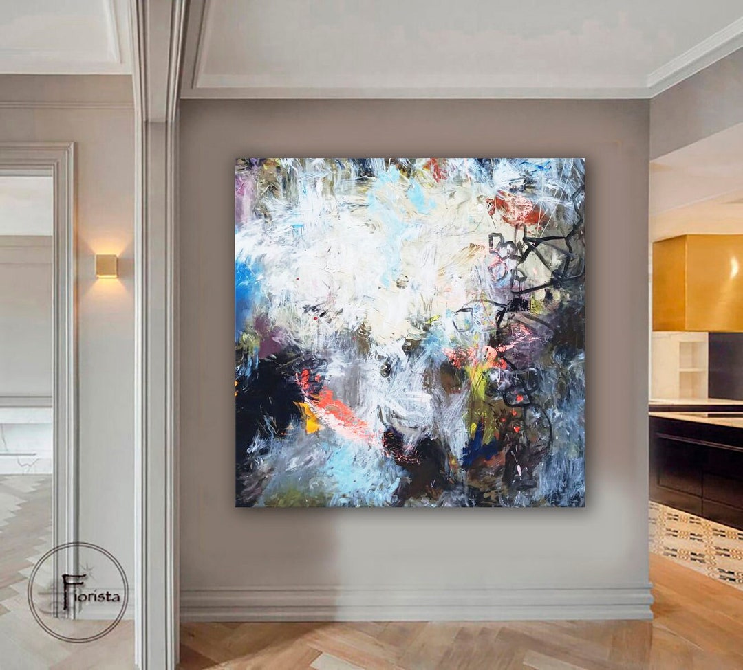 Original Abstract Paintings on Canvas Colorful Acrylic Painting Expressionist Art Textured Vivid ...