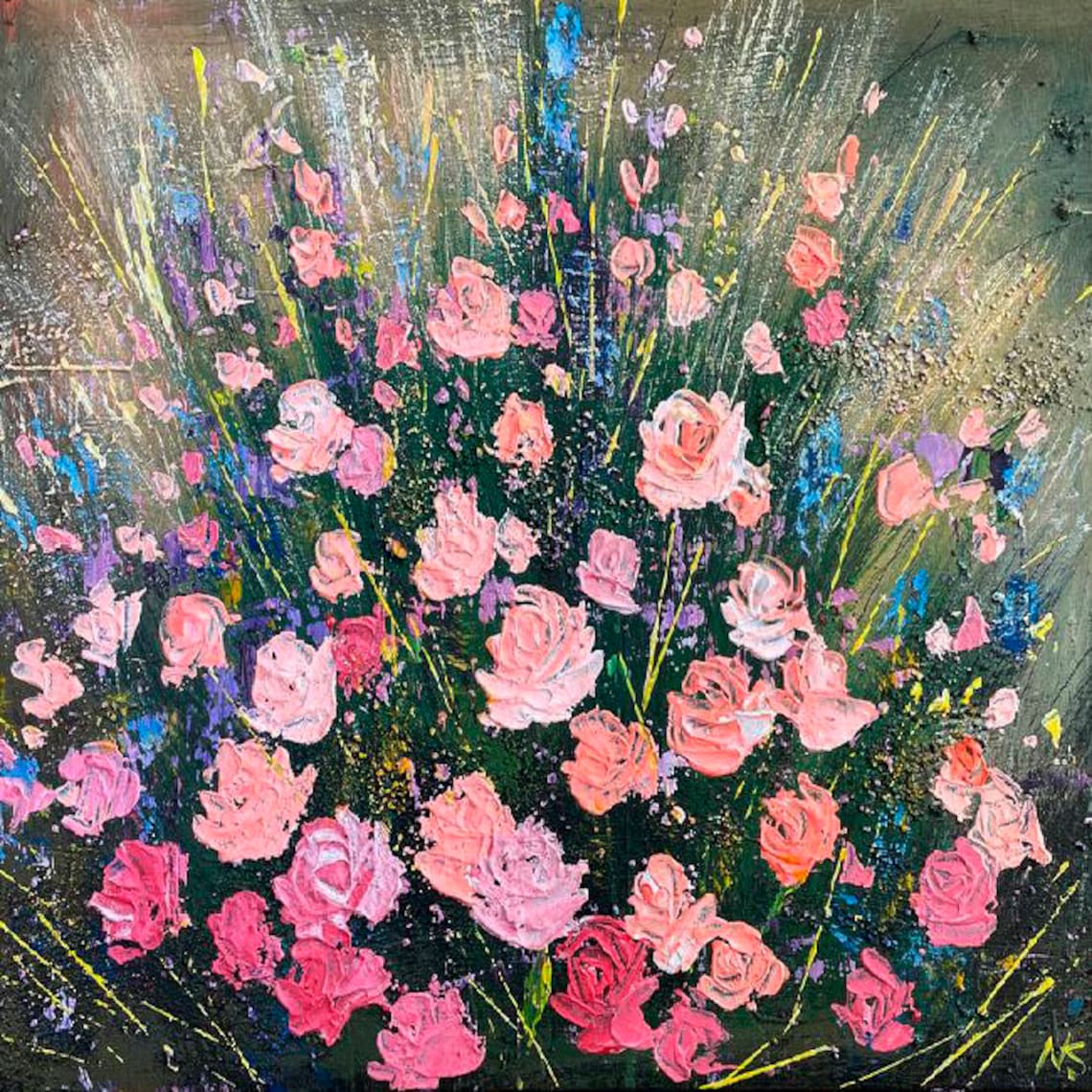 3d Art Pink Flowers Flower Art on Canvas Flower Art on the - Etsy