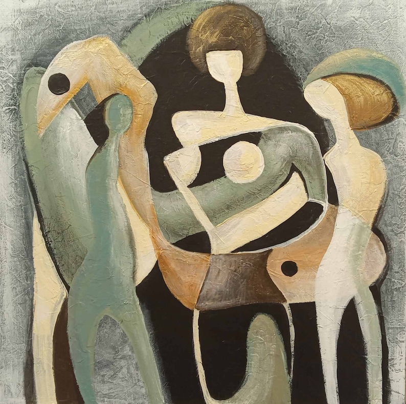 Abstract Human Painting Wall Art Abstract Shapes Modern | Etsy