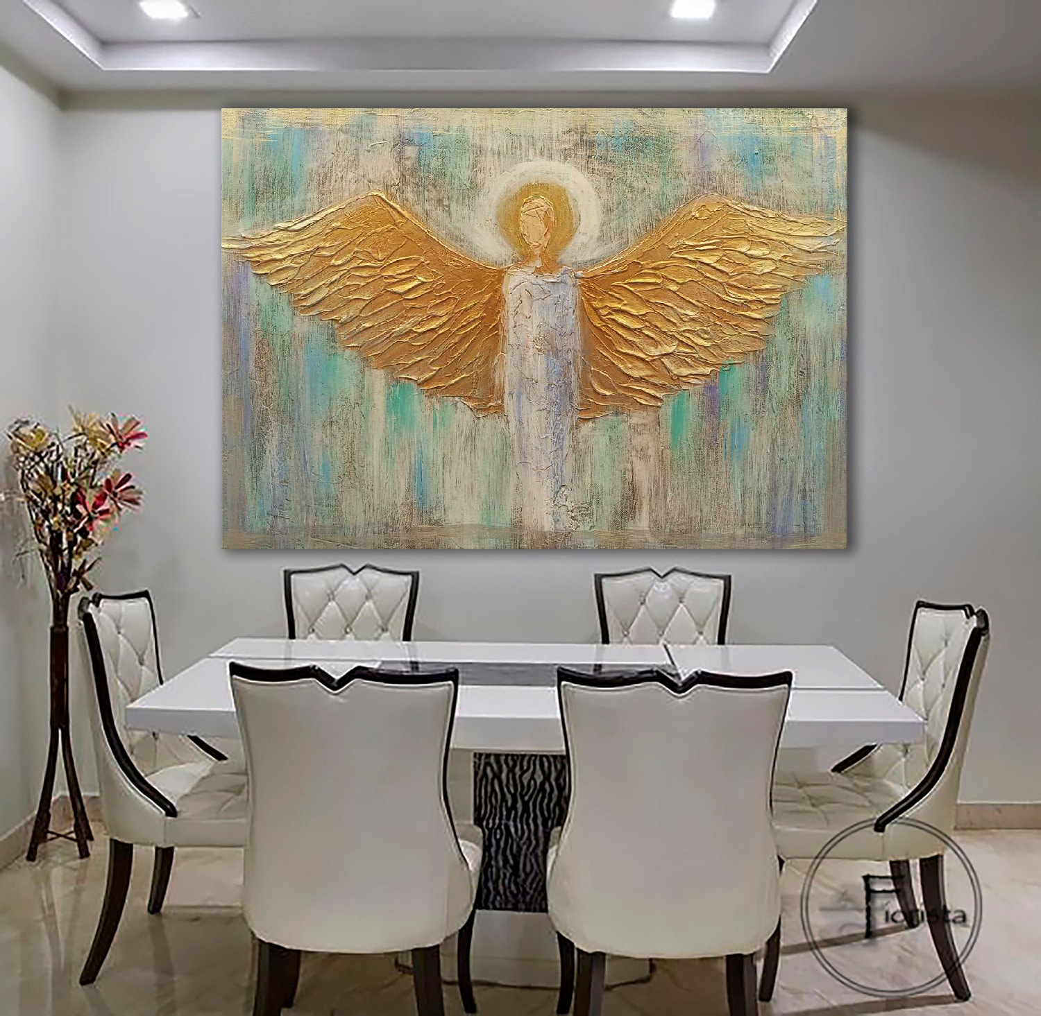 Angel Painting Texture Angel Wings Golden Art 3d Religious | Etsy