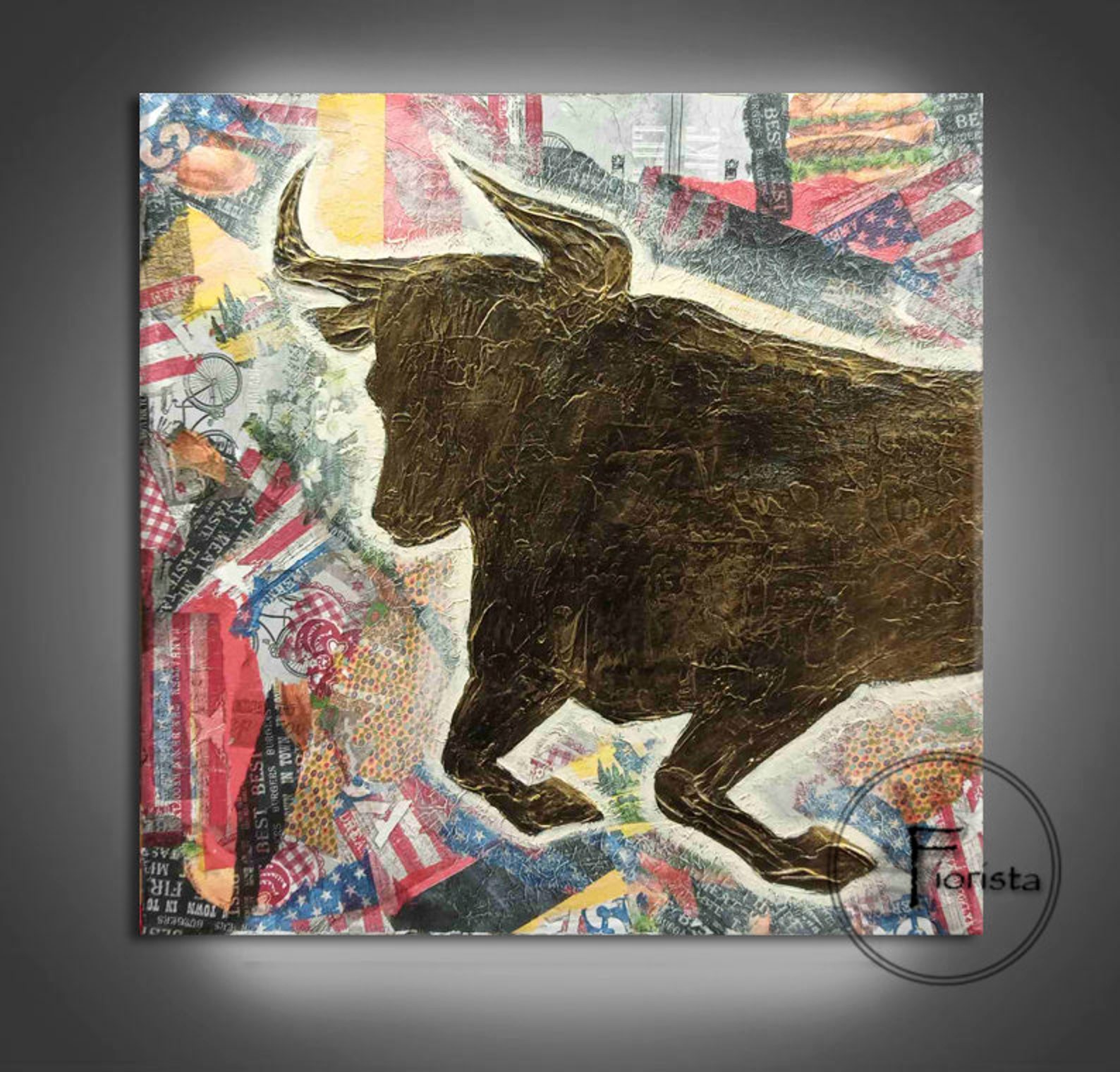 Abstract Running Bull Big Modern Painting American Bull - Etsy