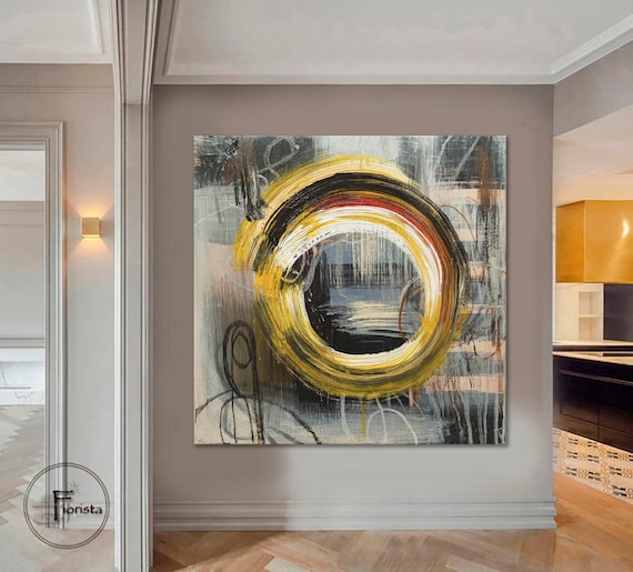 Large Abstract Yellow Painting Original Oversized Yellow Art | Etsy