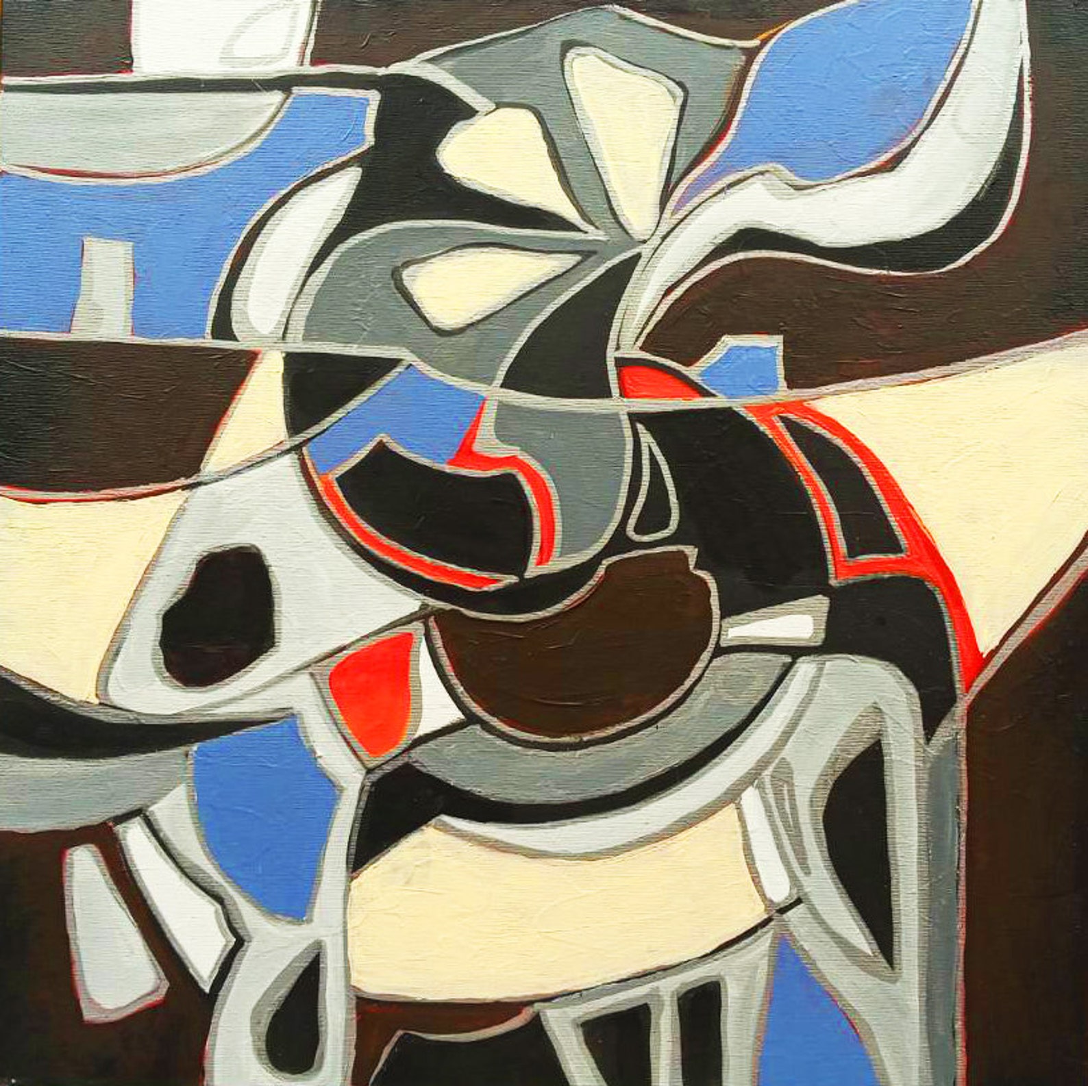 Abstract Painting African Art Blue Wall Art Red Color Painting ...