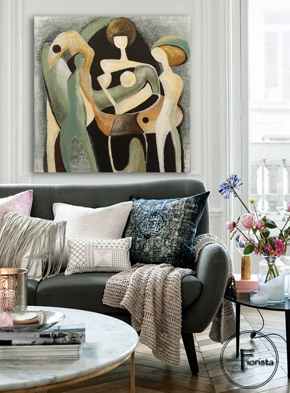 Abstract Human Painting Wall Art Abstract Shapes Modern | Etsy