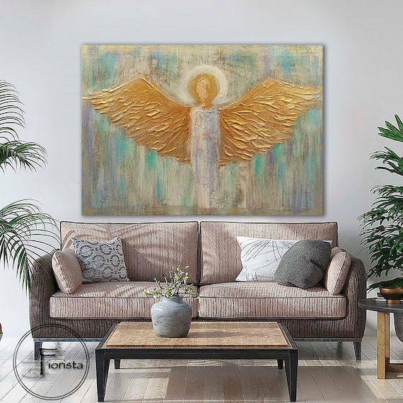 Angel Painting Texture Angel Wings Golden Art 3d Religious | Etsy