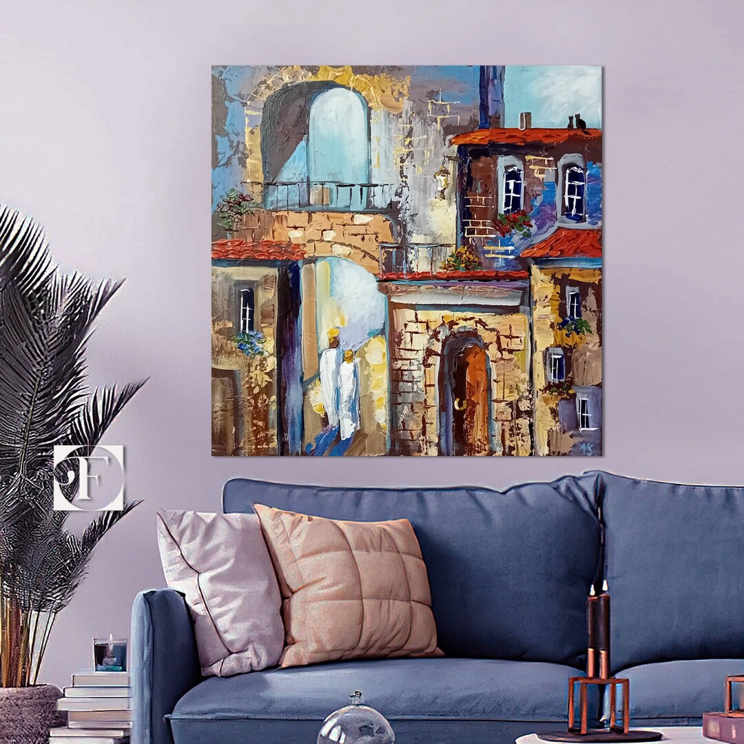 Large Original Abstract Cityscape Large Colorful Cityscape Oil Painting ...