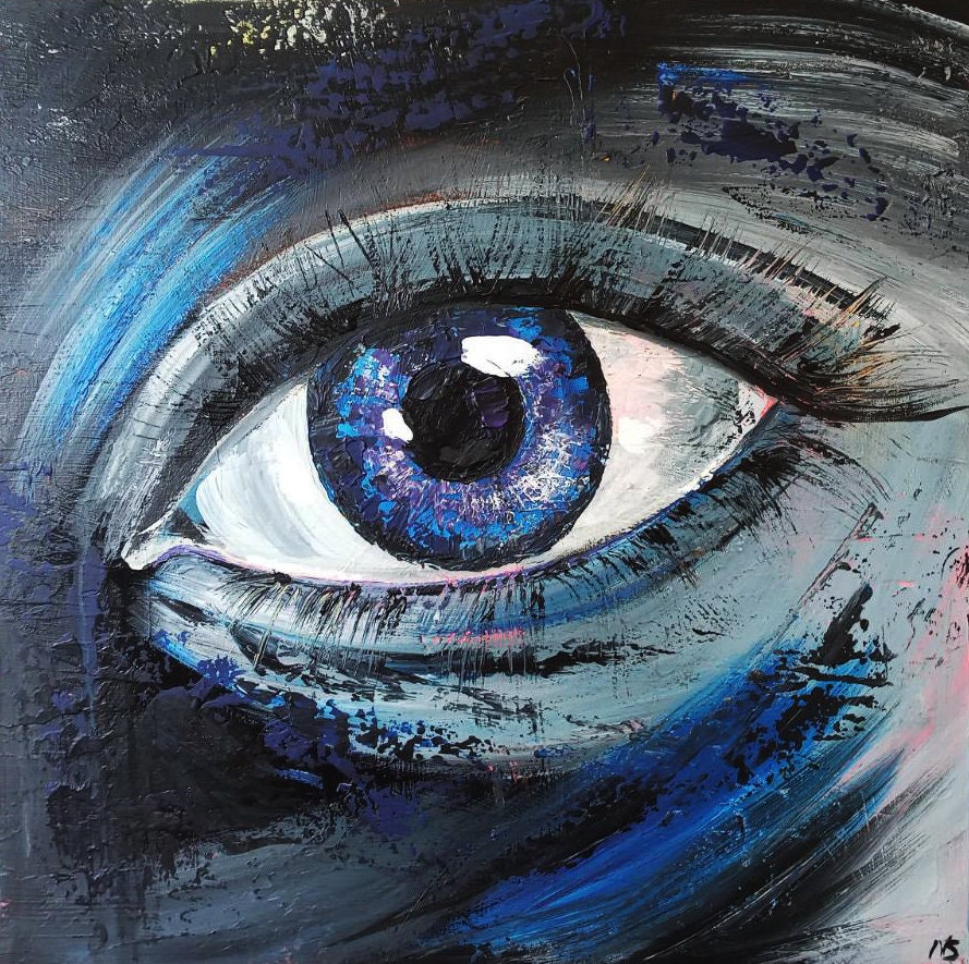 Eye Wall Art, Eye Oil Painting on Canvas, Large Wall Art, Lovers Eye ...