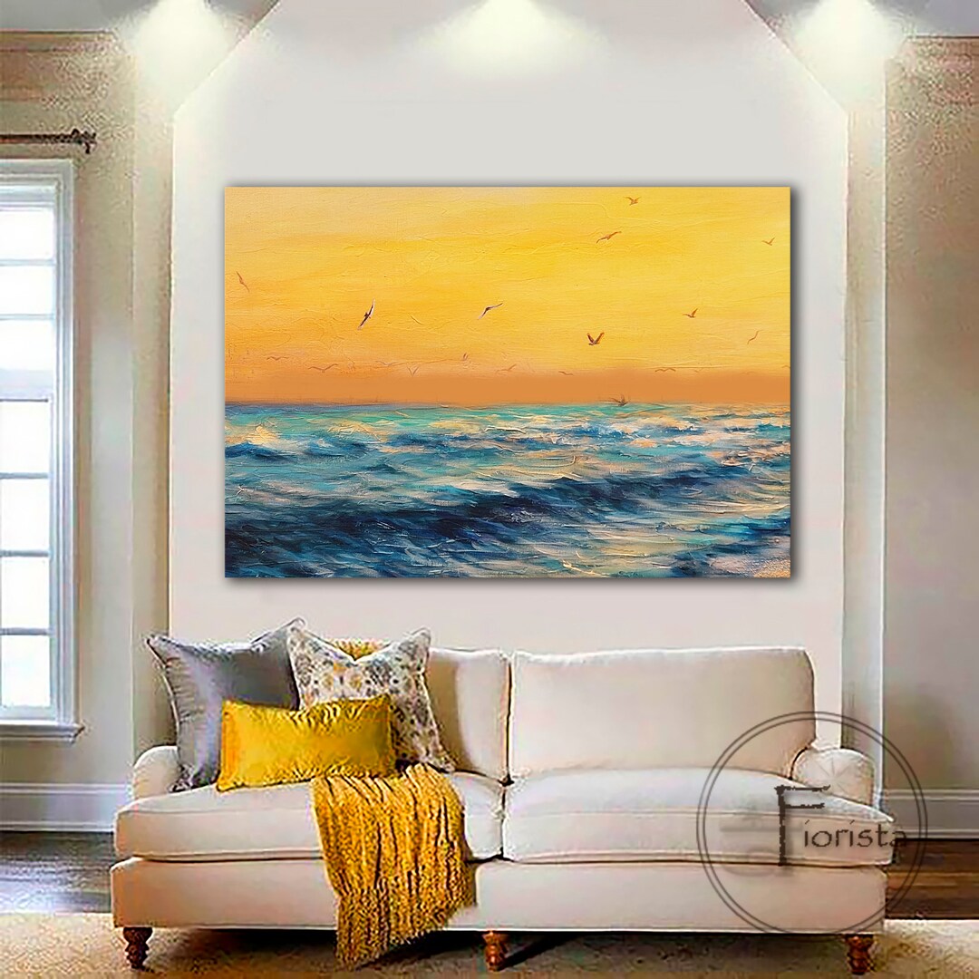 Seascape Abstract Painting 3D Oceanfront Art Turquoise Wall Decor ...