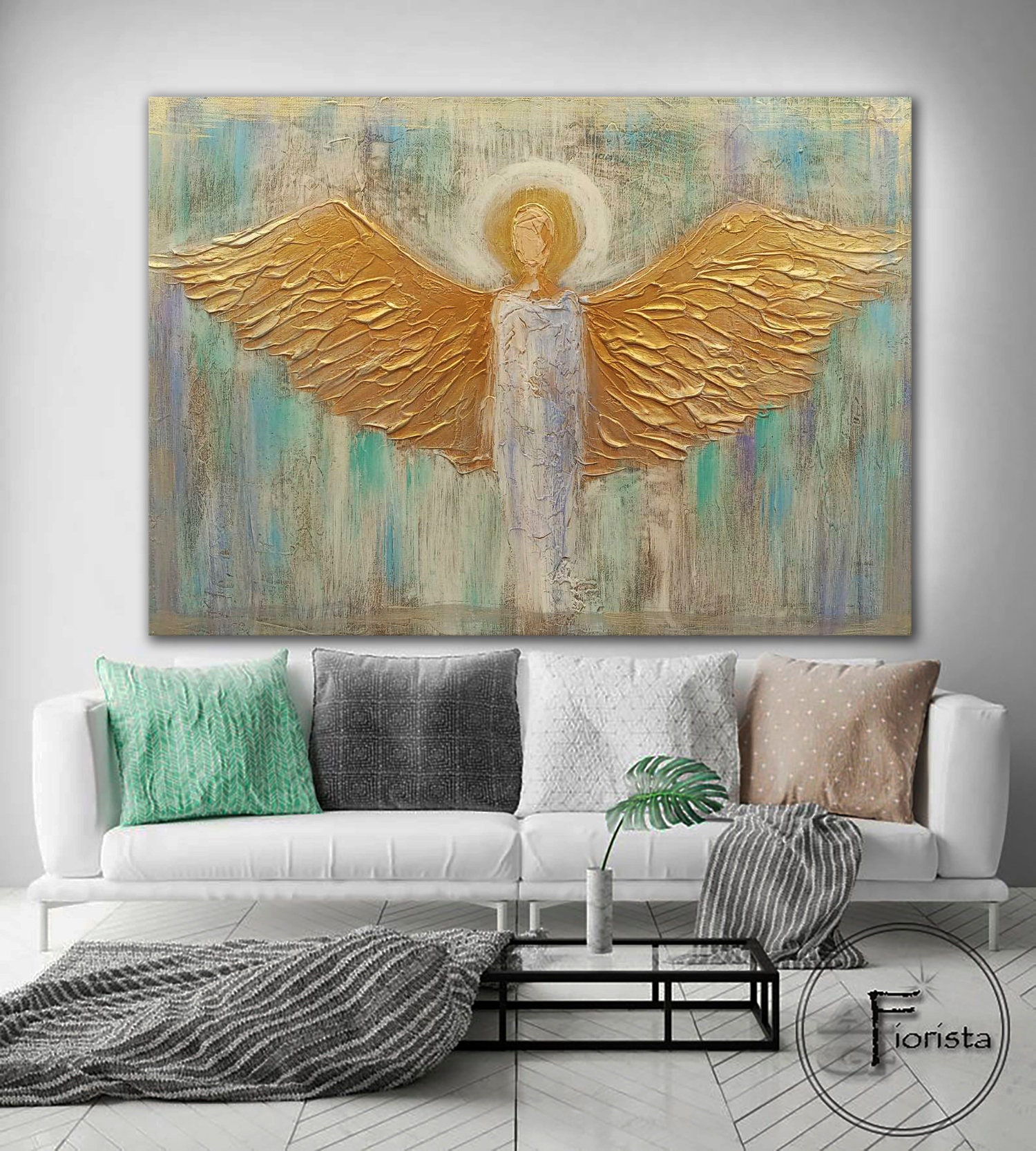 Angel Painting Texture Angel Wings Golden Art 3d Religious | Etsy