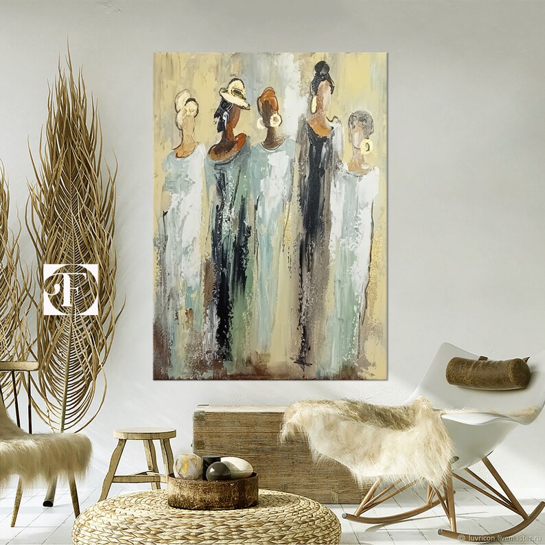 Mint Green Painting, Abstract Figurative Painting, Modern Minimalist ...