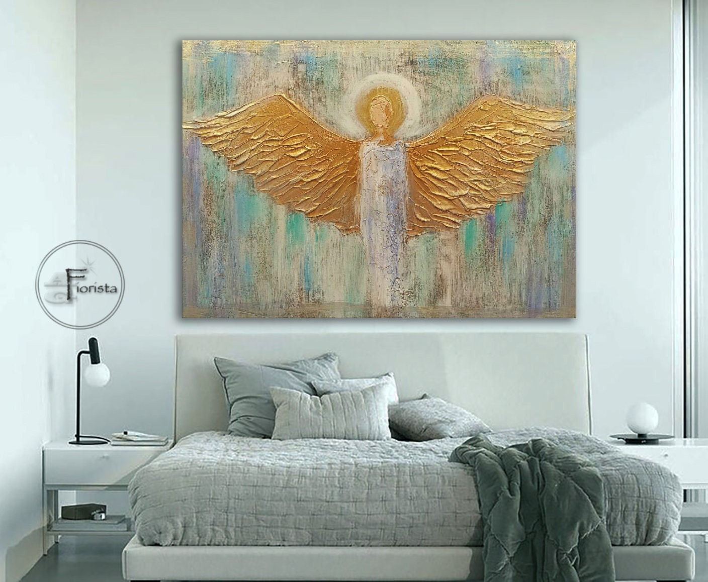 Angel Painting Texture Angel Wings Golden Art 3d Religious | Etsy