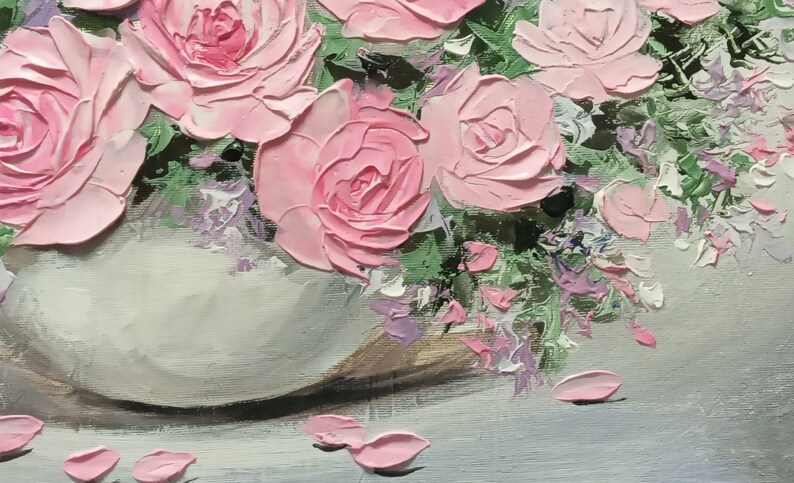 3D Textured Flowers Painting on Canvas Original Pink Rose - Etsy
