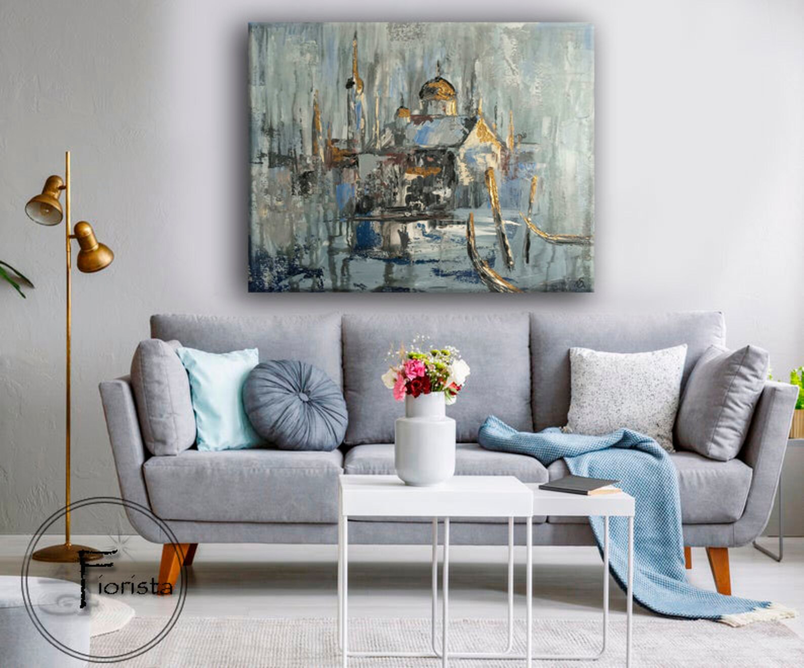 Venice Abstract City Landscape Textured Oil Painting Modern Abstract ...