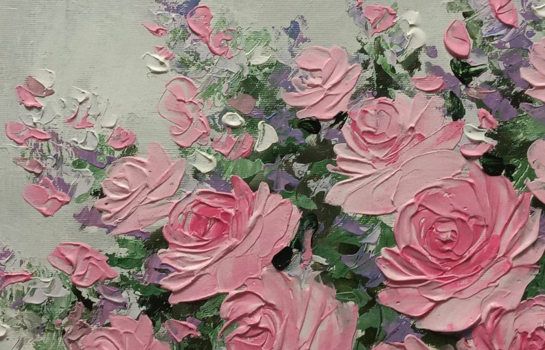 3D Textured Flowers Painting on Canvas Original Pink Rose - Etsy