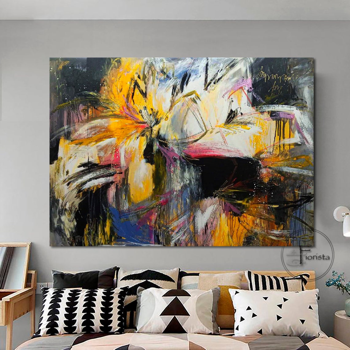 Flower Art Large Abstract Canvas Art Abstract Painting - Etsy