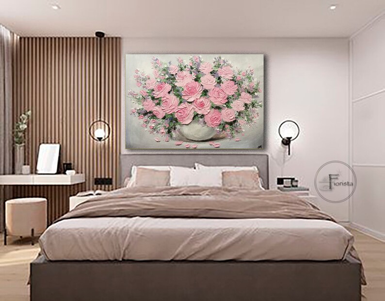 3D Textured Flowers Painting on Canvas Original Pink Rose - Etsy