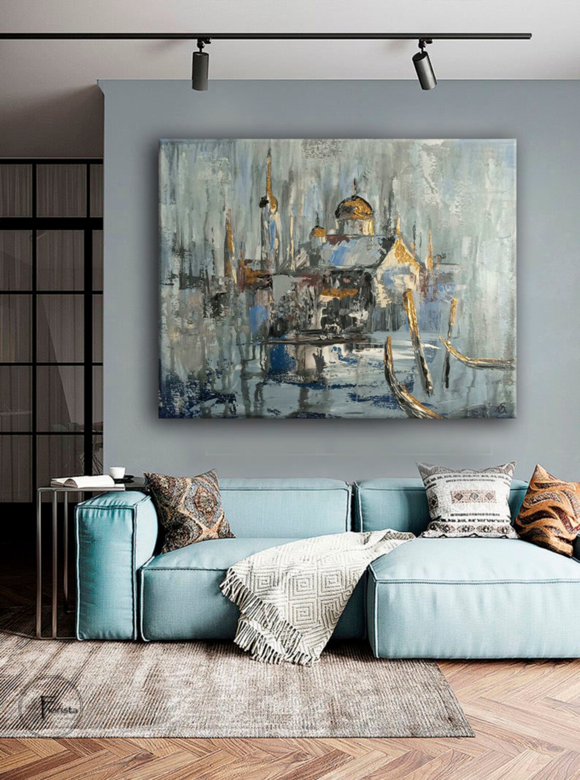 Venice Abstract City Landscape Textured Oil Painting Modern Abstract ...
