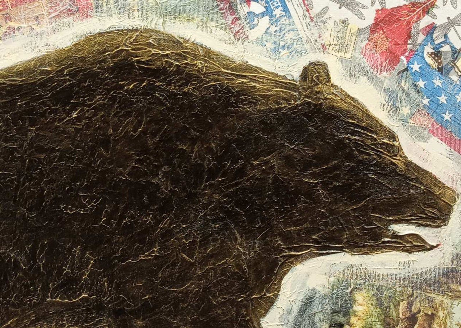 Abstract Bear Big Modern Painting American Bear Textured Painting ...