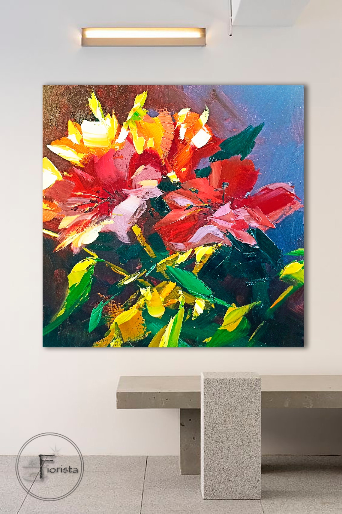 Abstract Flowers Painting on Canvas Modern Floral Artwork - Etsy