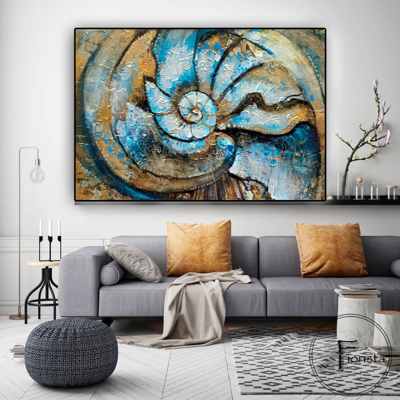 Gold Shell Texture Wall Painting Oversized Oil Painting Abstract ...
