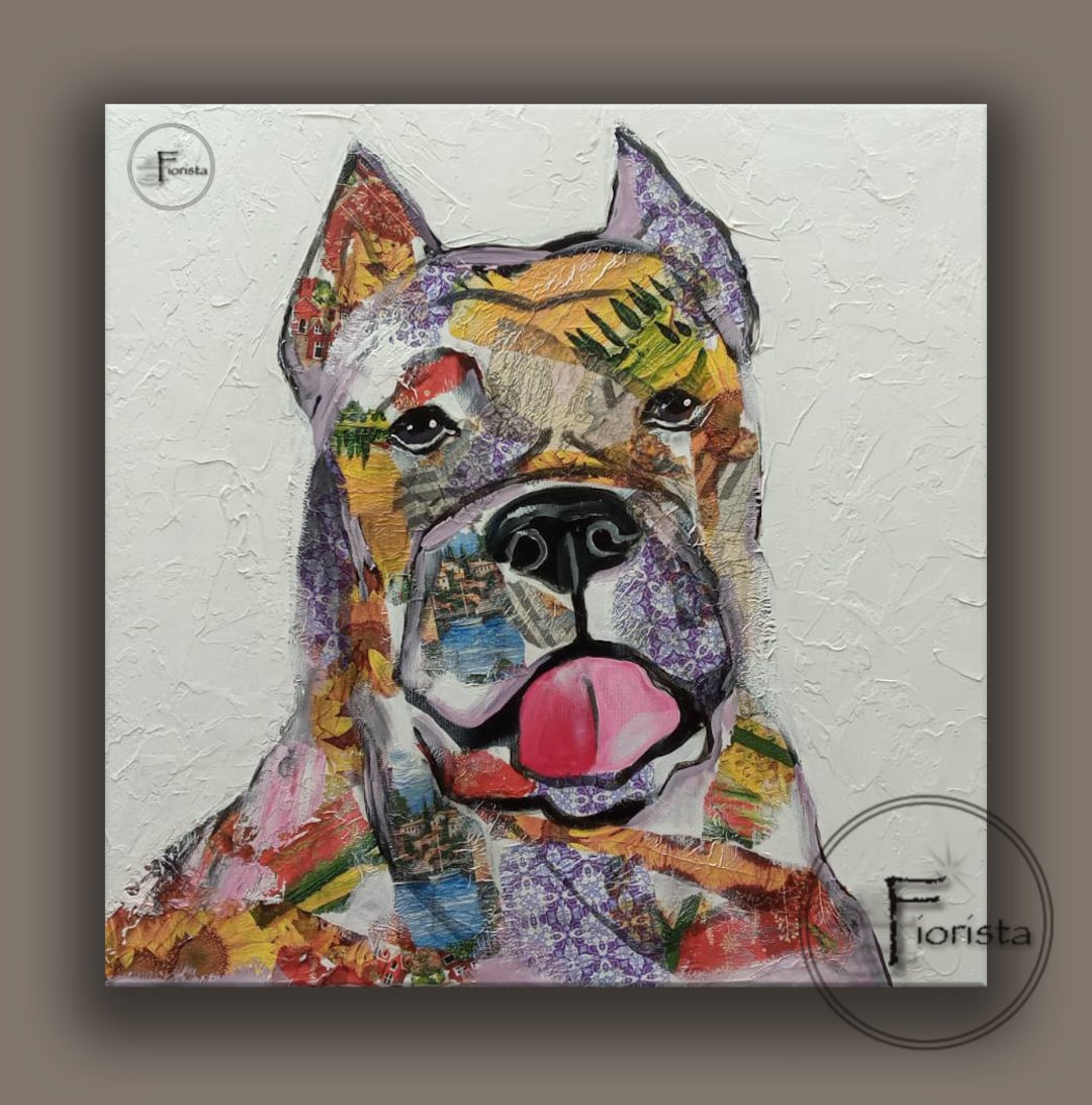 Abstract Painting of Cane Corso Dog Colorful Textured Dog Pet Portrait ...
