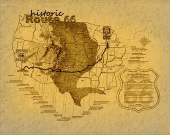Route 66 Wall Map - Etsy