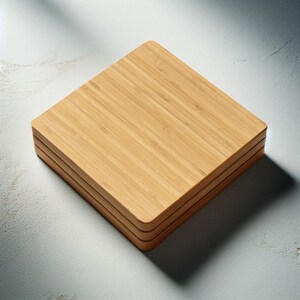 Square Bamboo Coasters With Holder (4pcs Coaster + 1 Storage Box ...