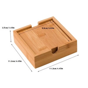 Square Bamboo Coasters With Holder (4pcs Coaster + 1 Storage Box ...