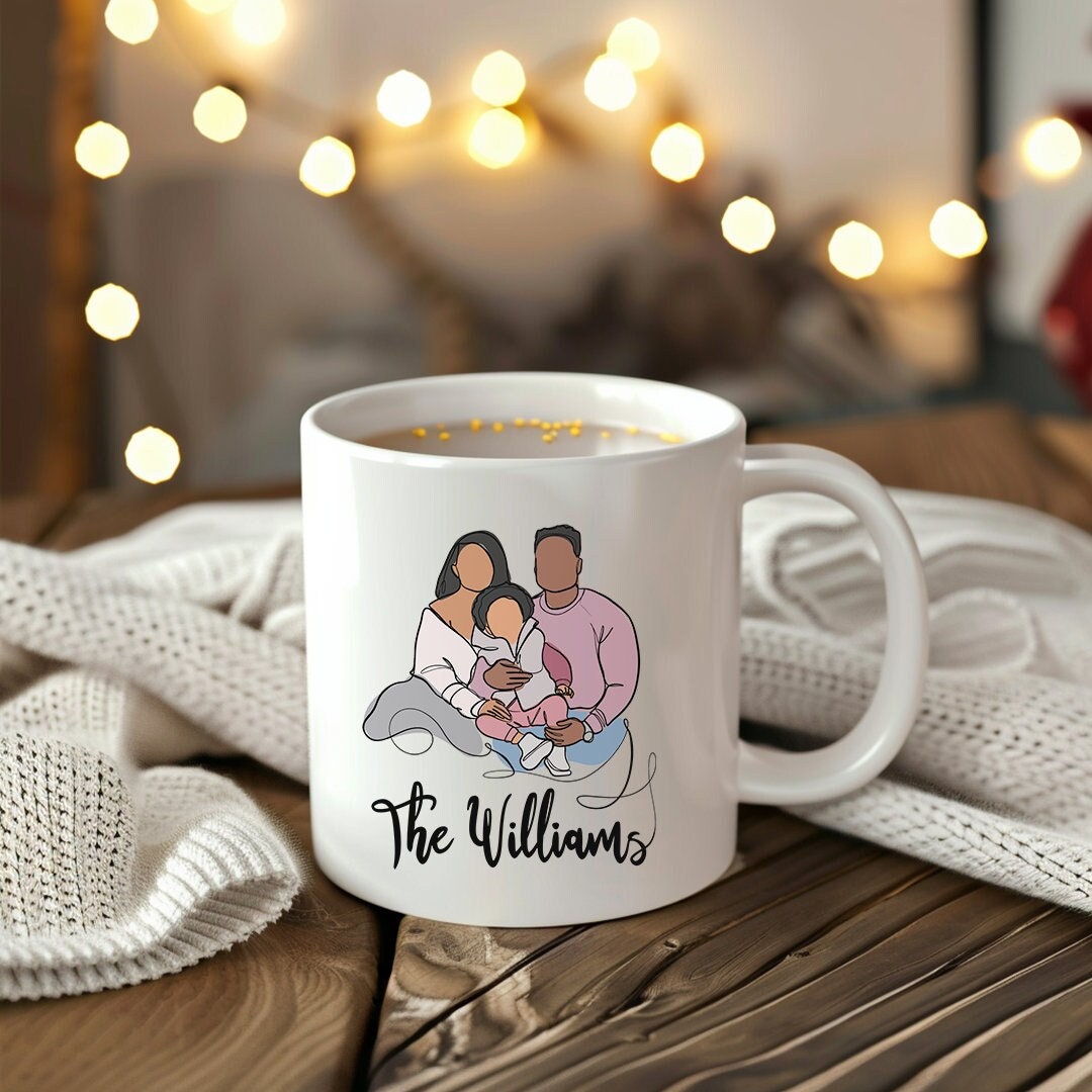 Custom Family Portrait Mug, Personalized Photo Coffee Mug, Unique Gift ...