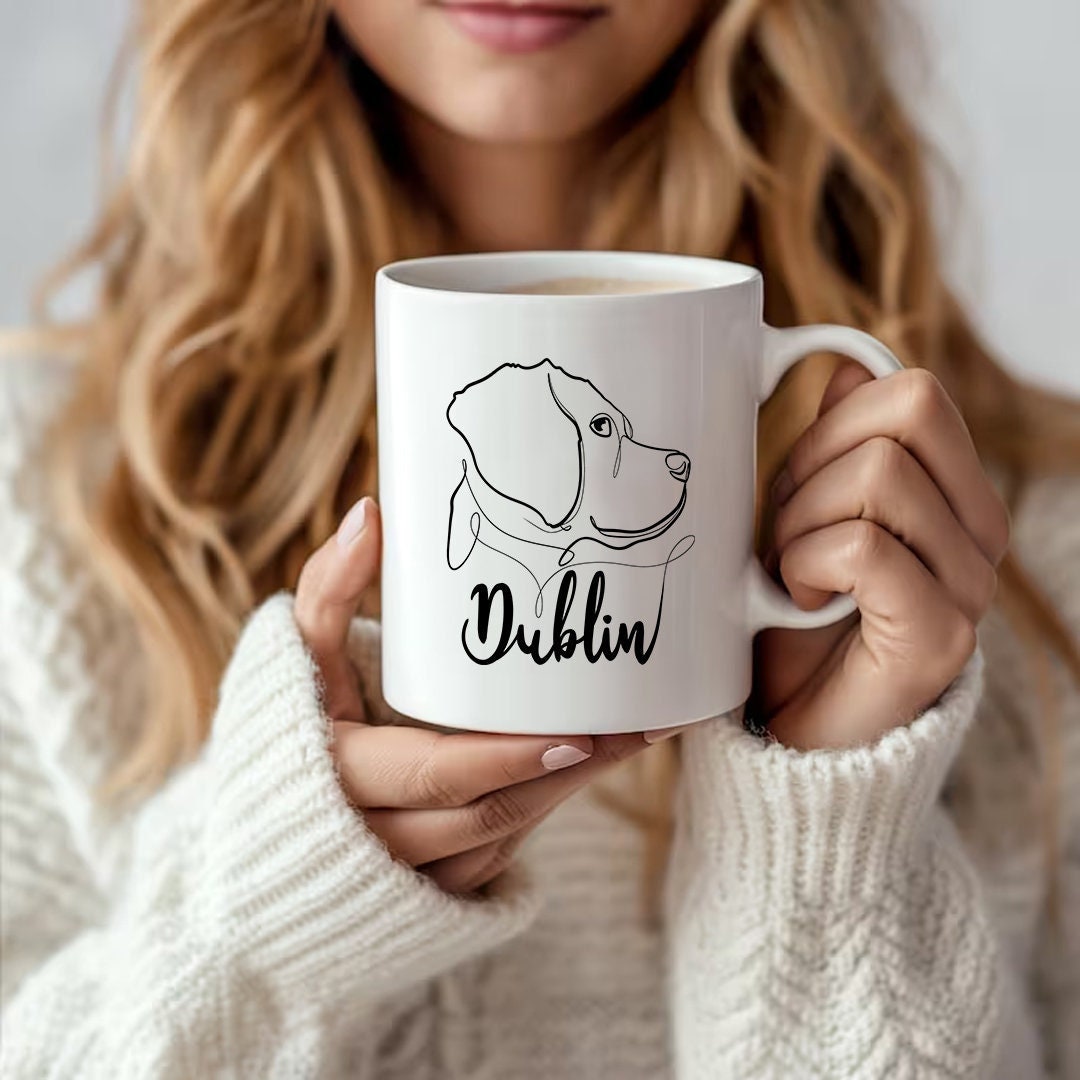 Custom One Line Art Pet Mug Using Pet Photo Name Custom Dog Mug Dog ...